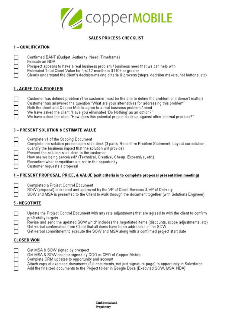 Sales Process Checklist v2.0 | PDF