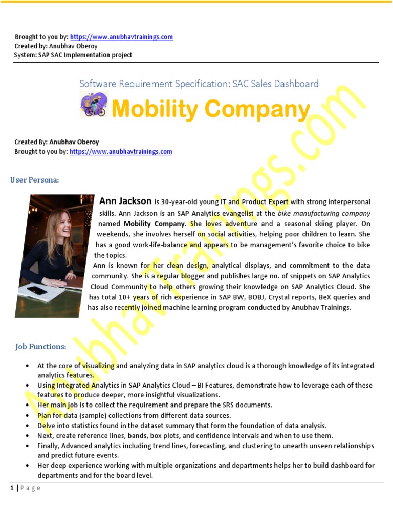 SAC Requirement - Mobility Company | PDF | Analytics | Data Analysis