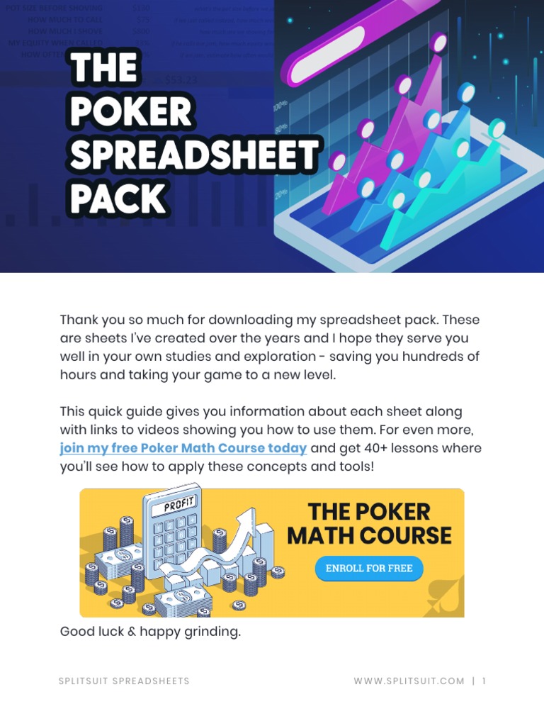 Spreadsheet Quick Start Guide 2021 | PDF | Betting In Poker | Poker
