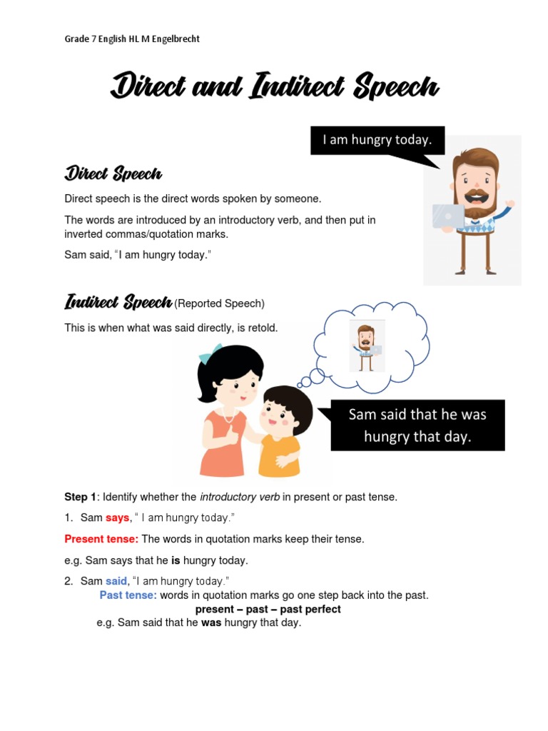 Direct and Indirect Speech Notes and Activity | PDF | Human ...