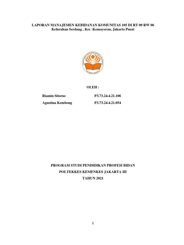 Laporan Komunitas RT 09 RW 06 Kelurahan Serdang | PDF