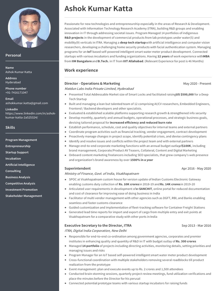 Ashok Kumar Katta - Program Manager | PDF | Startup Company | Small Business & Entrepreneurs