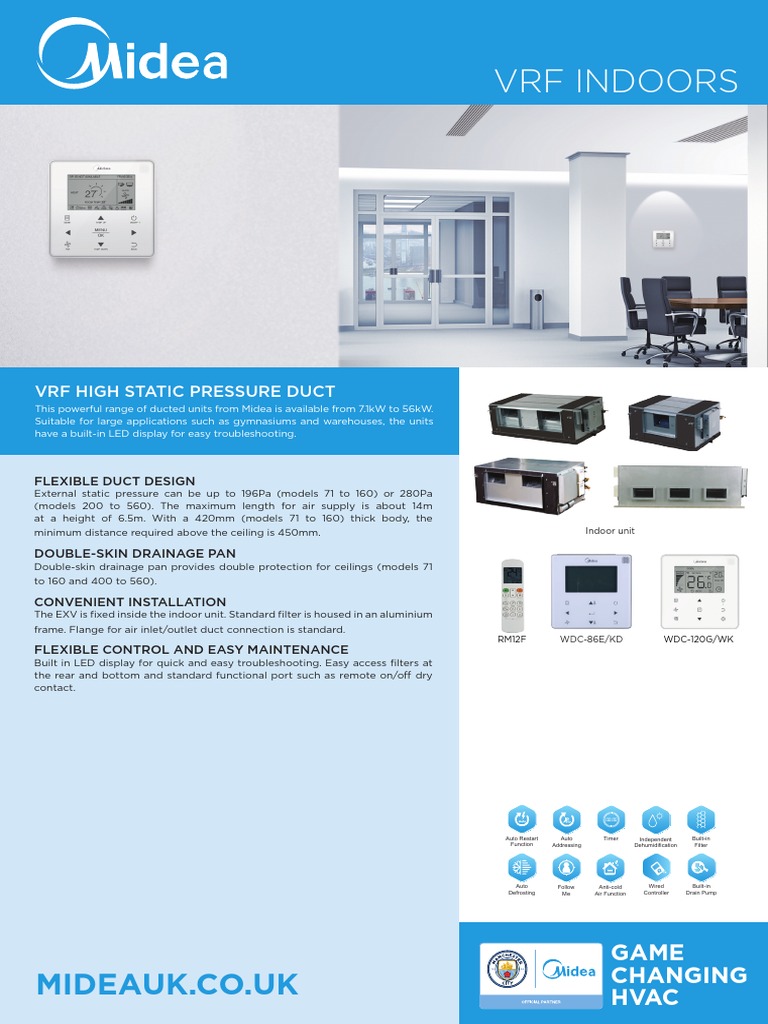Midea VRF High-Static-Pressure-Duct Productleaflet | PDF | Duct (Flow ...