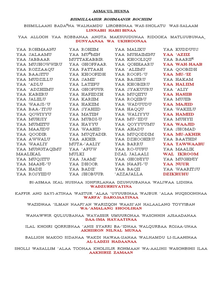 Asma-Ul Husna | PDF