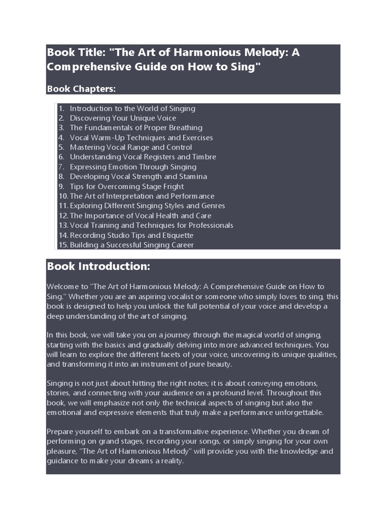 Comprehensive Singing Guide | PDF