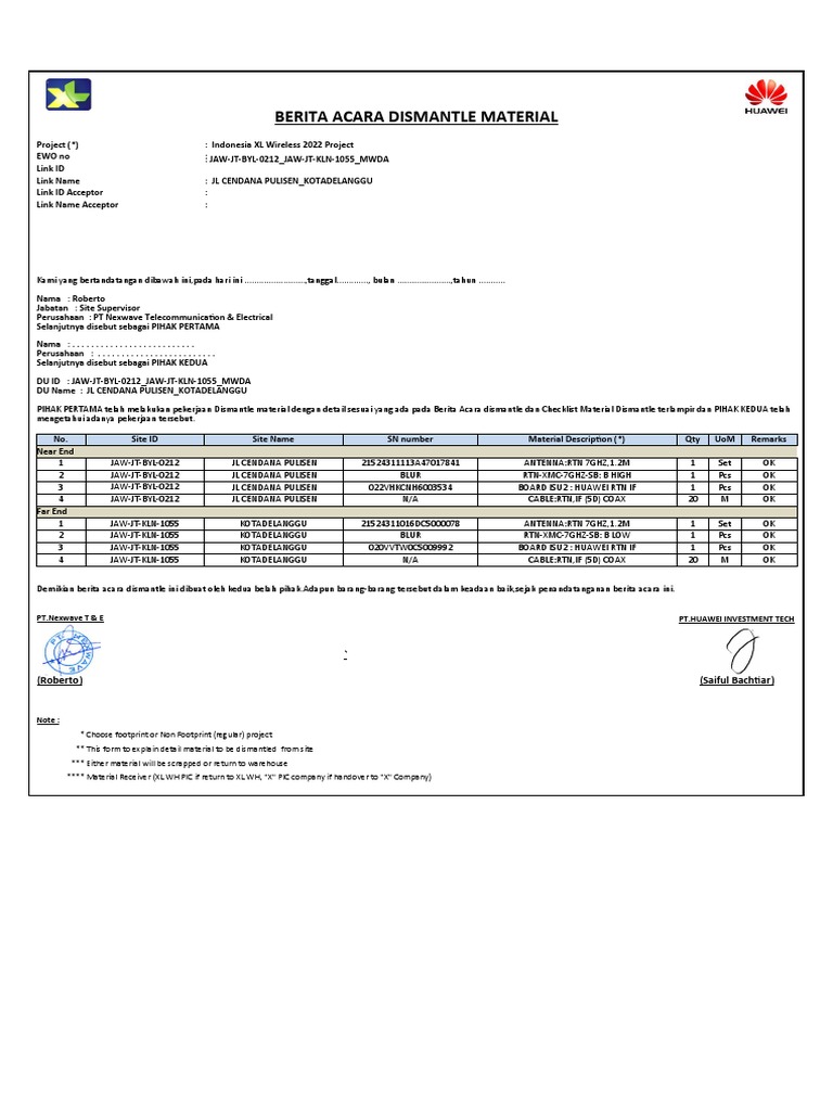 Form Ba & Checklist Dismantle Jaw JT Byl 0212 - Jaw JT KLN 1055 - Mwda ...