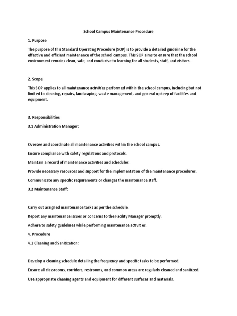 School Building Maintenance Procedure Pdf Waste Management Waste