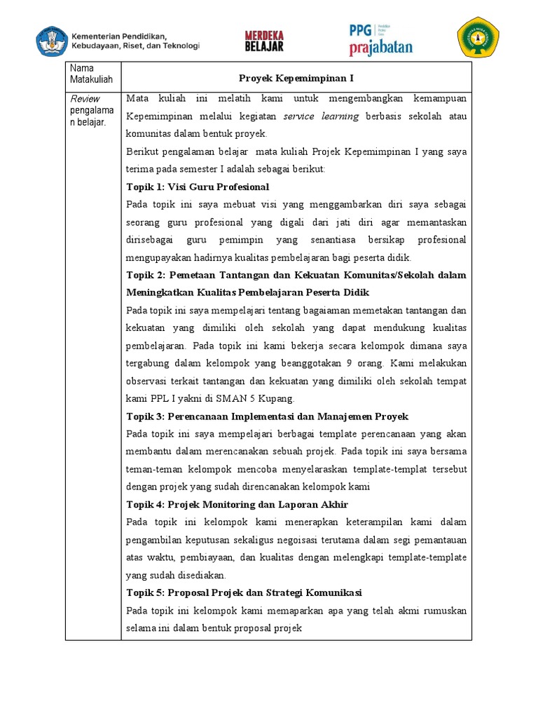 Meningkatkan Kualitas Kepemimpinan Melalui Proyek | PDF
