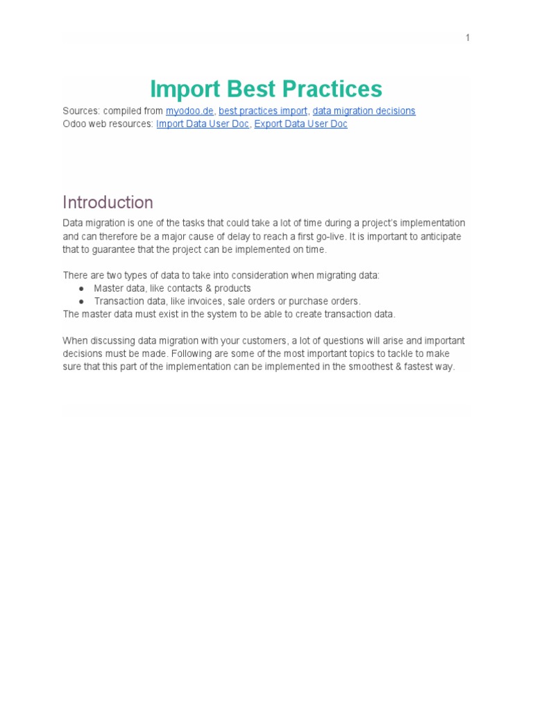 Best Practices Import | PDF