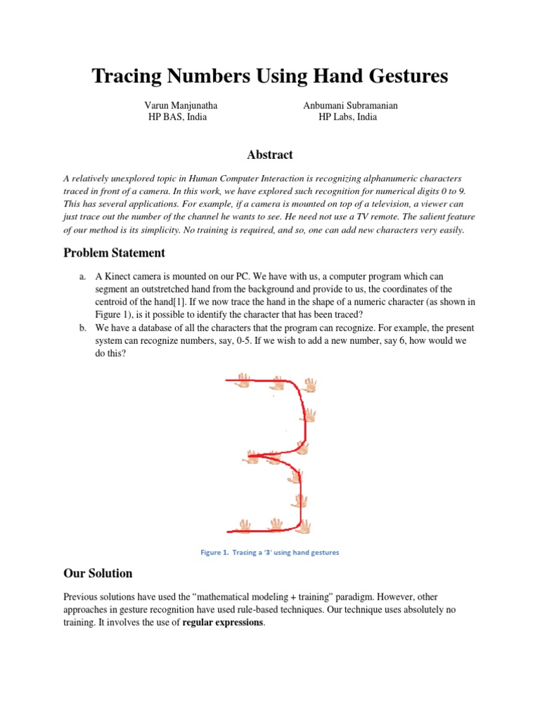 Tracing Numbers Using Hand Gestures | PDF | Regular Expression | Areas ...