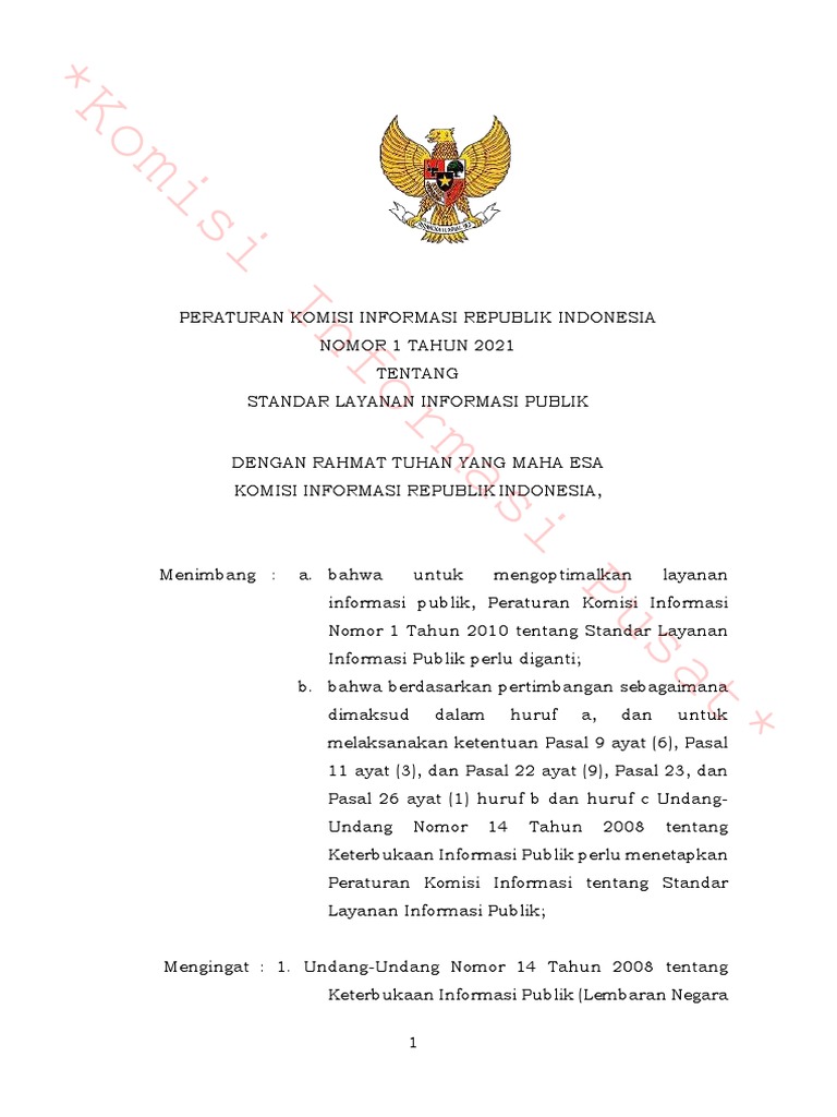 PERKI (Peraturan Komisi Informasi Republik Indonesia) | PDF