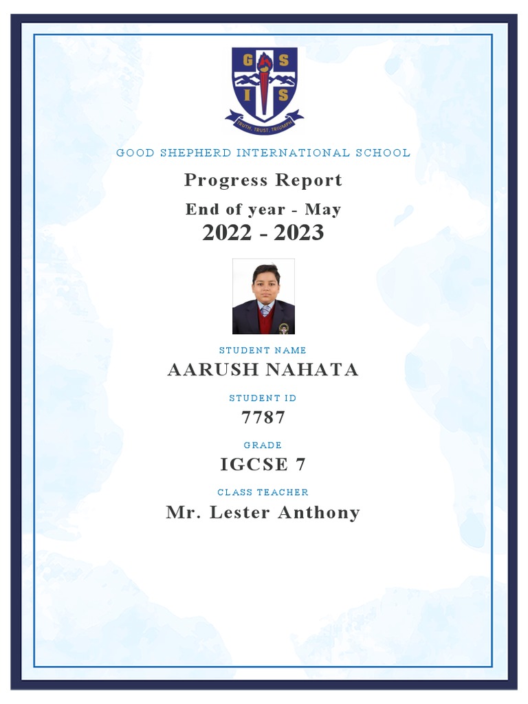 Progress Report Igcse 7 Nahata Aarush 7787 | PDF