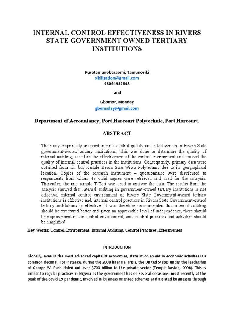 Control | PDF | Internal Control | Audit