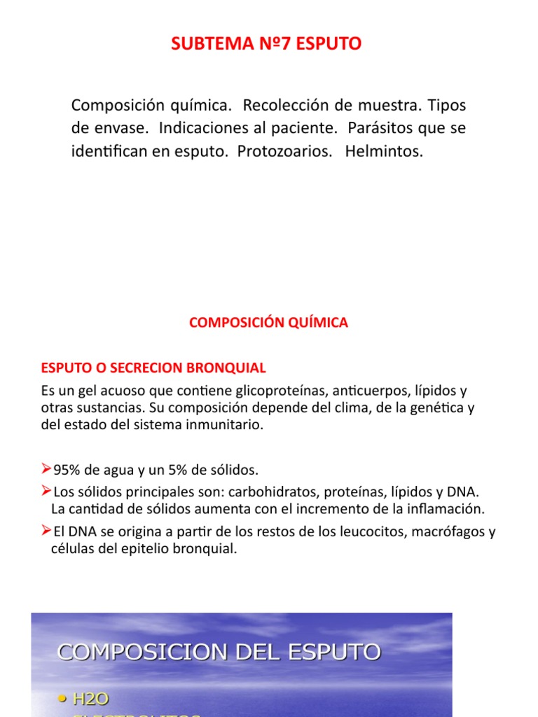 Tema 2 Subtema 7 Esputo | PDF