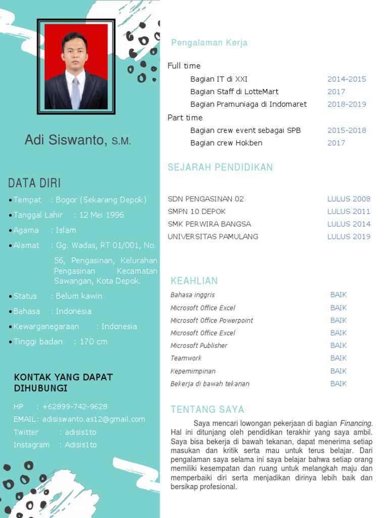 CV Adi Siswanto | PDF