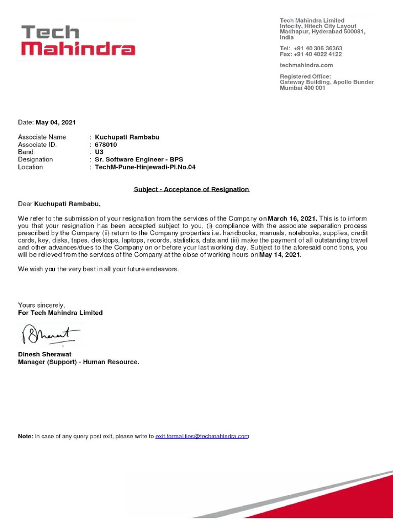 TechM Release Letter drft1 | PDF