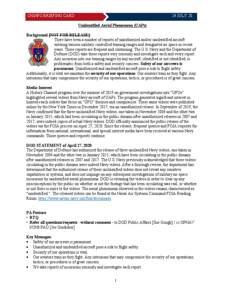 PAO Briefing Card 2020-012022 and 2022-006563 | PDF | Unidentified ...