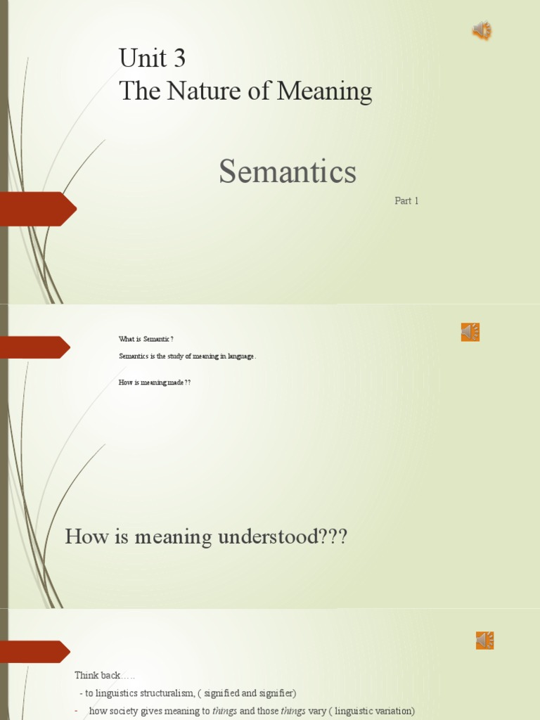 Unit 3 Semantics Part 1 Intro | PDF | Idiom | Linguistics