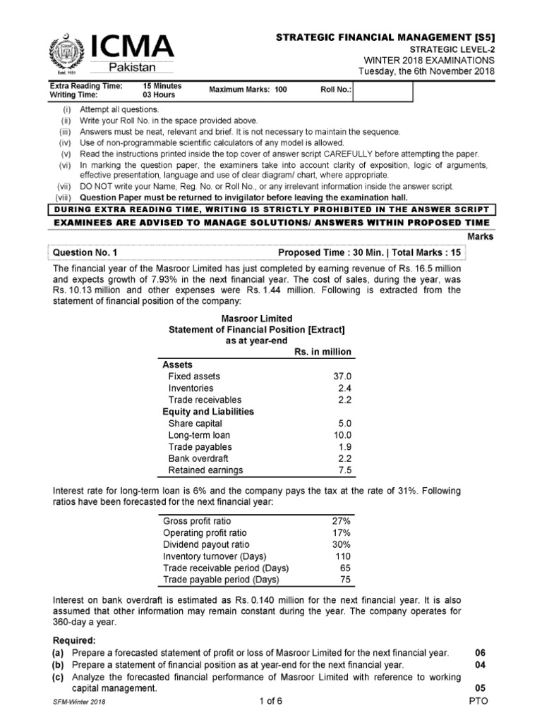 18-Winter 2018 - SFM QP | PDF