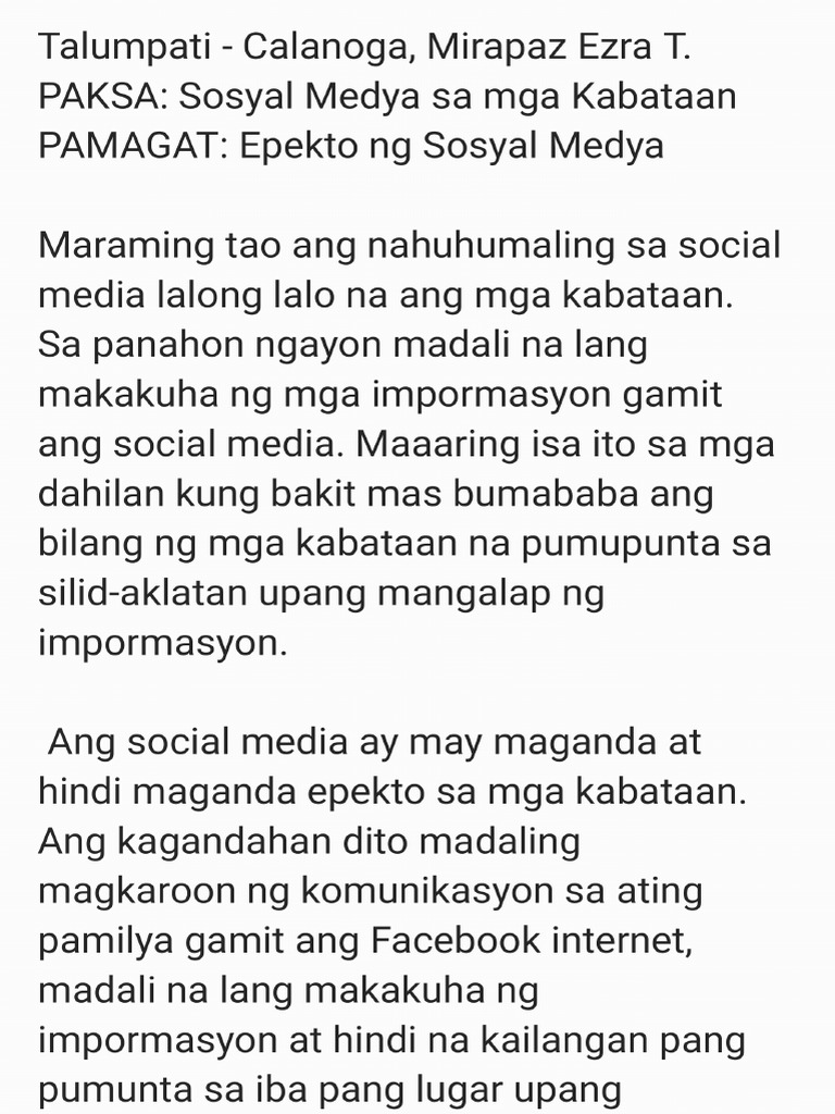 Epekto NG Sosyal Medya | PDF