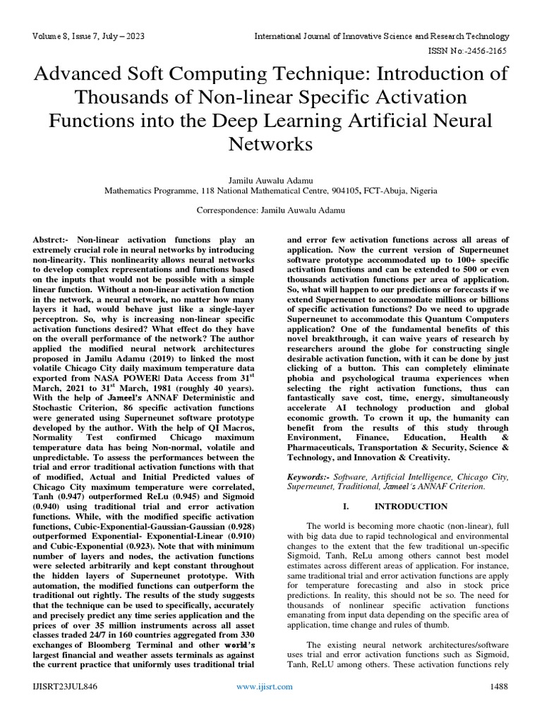 Advanced Soft Computing Technique: Introduction of Thousands of Non-Linear Specific Activation ...
