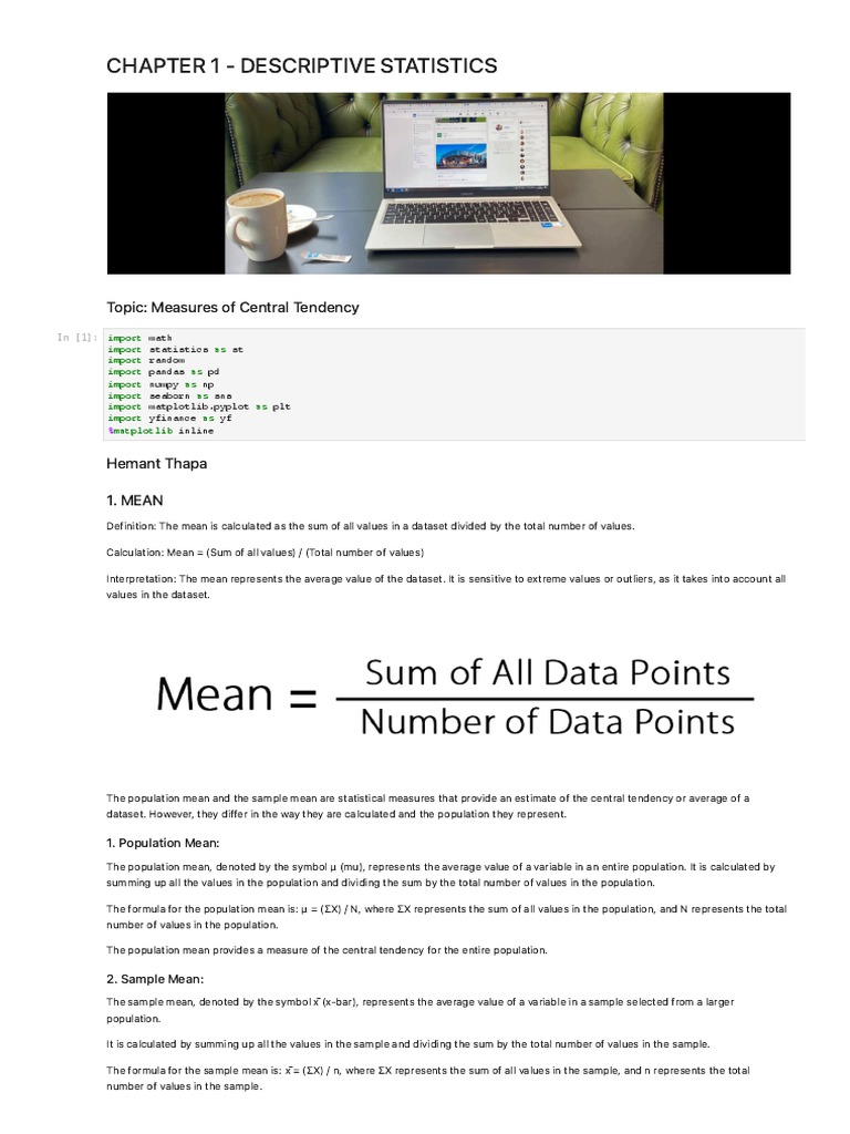 Chapter 1 Descriptive Statistics 1689415142 | PDF