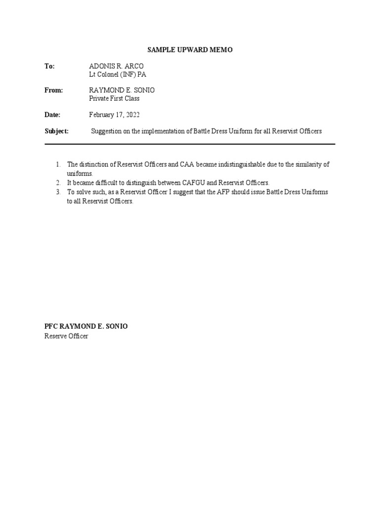 Sample Upward Memo | PDF