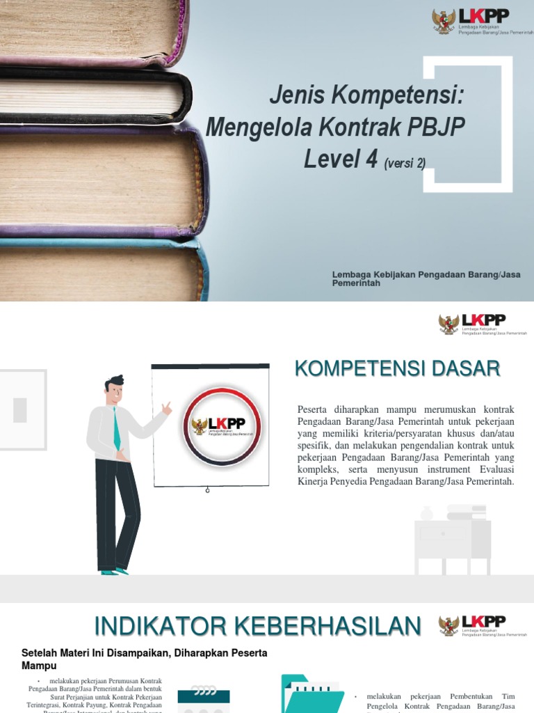Slide Bahan Tayang JK Mengelola Kontrak PBJP Level 4 | PDF
