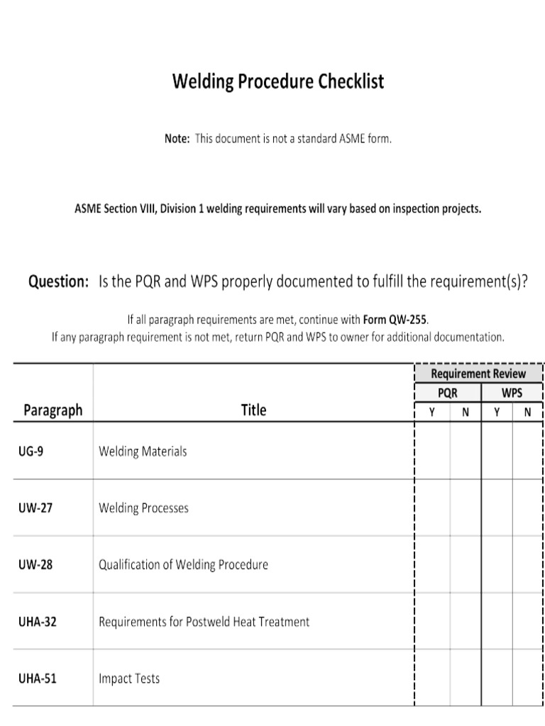 Welding Procedure Checklist | PDF