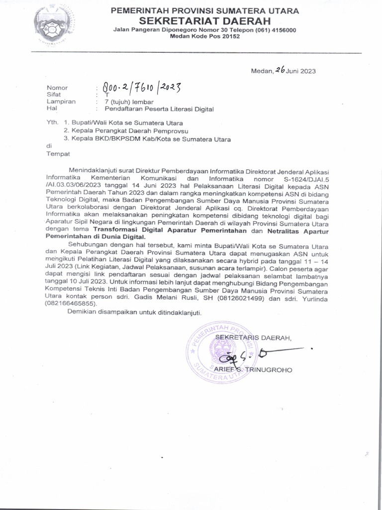 Kegiatan Literasi Digital Sumut 2023 | PDF