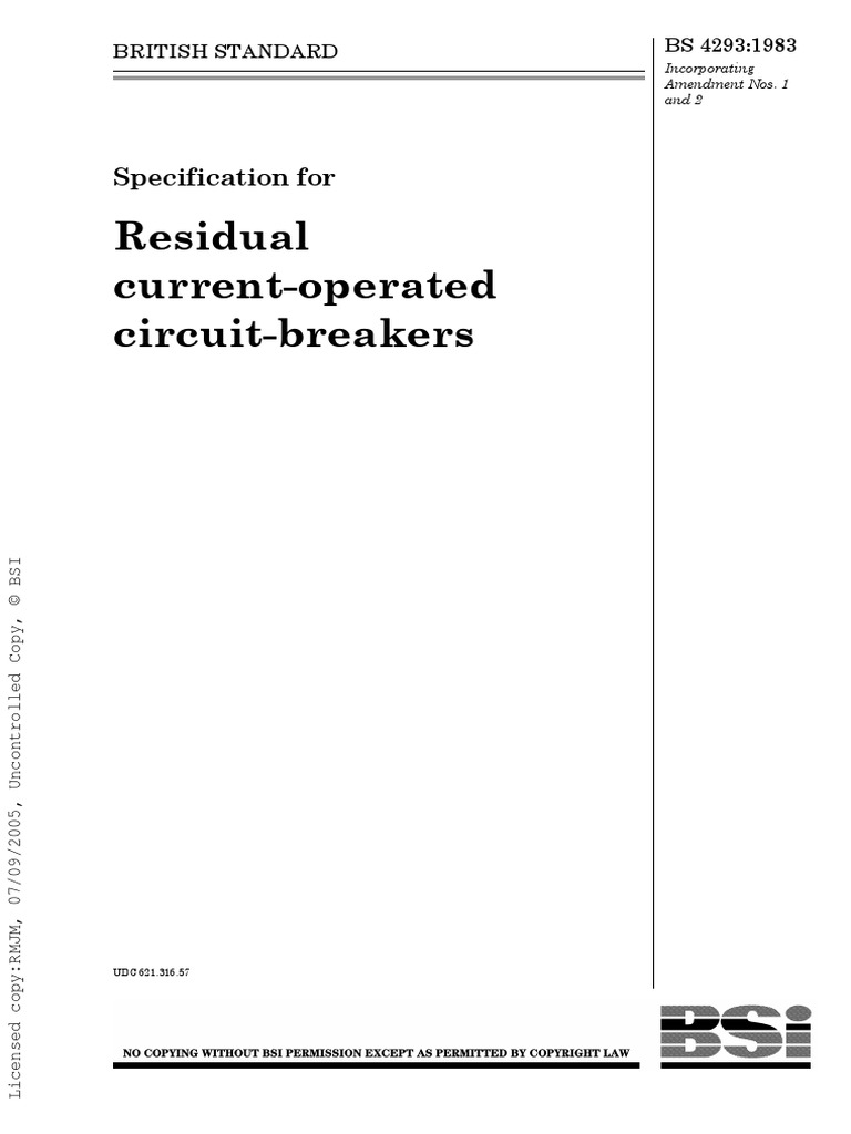 BS 4293:1983 RCD Specification | PDF | Ac Power Plugs And Sockets ...
