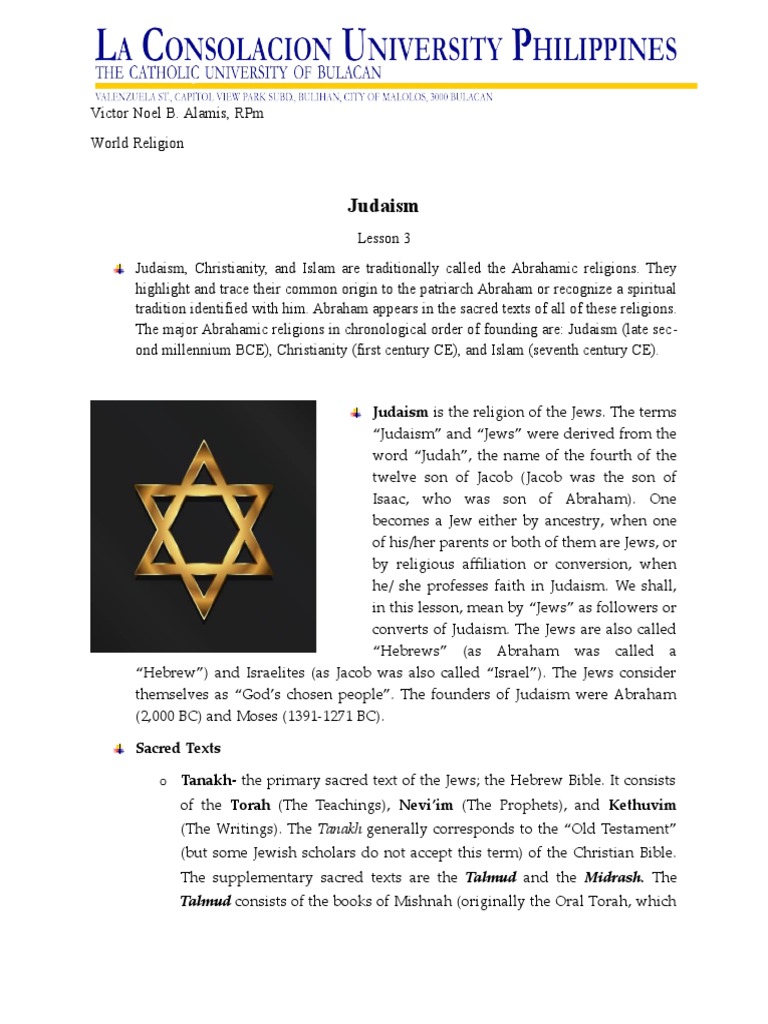 LESSON 3 - Judaism | PDF | Hebrew Bible | Abrahamic Religions