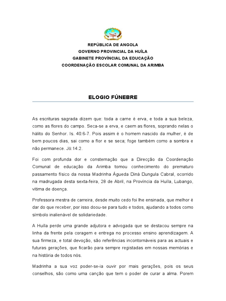 Elogio Fúnebre | PDF