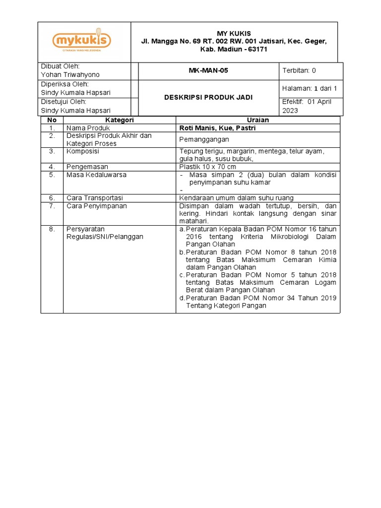 MAN-05 Deskripsi Produk Jadi REVISI | PDF