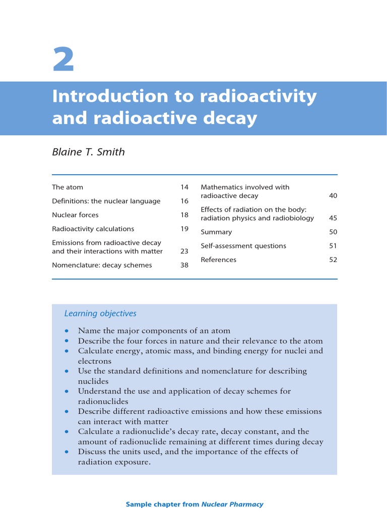 Introduction To Radioactivity and Radioactive Decay: Blaine T. Smith | PDF