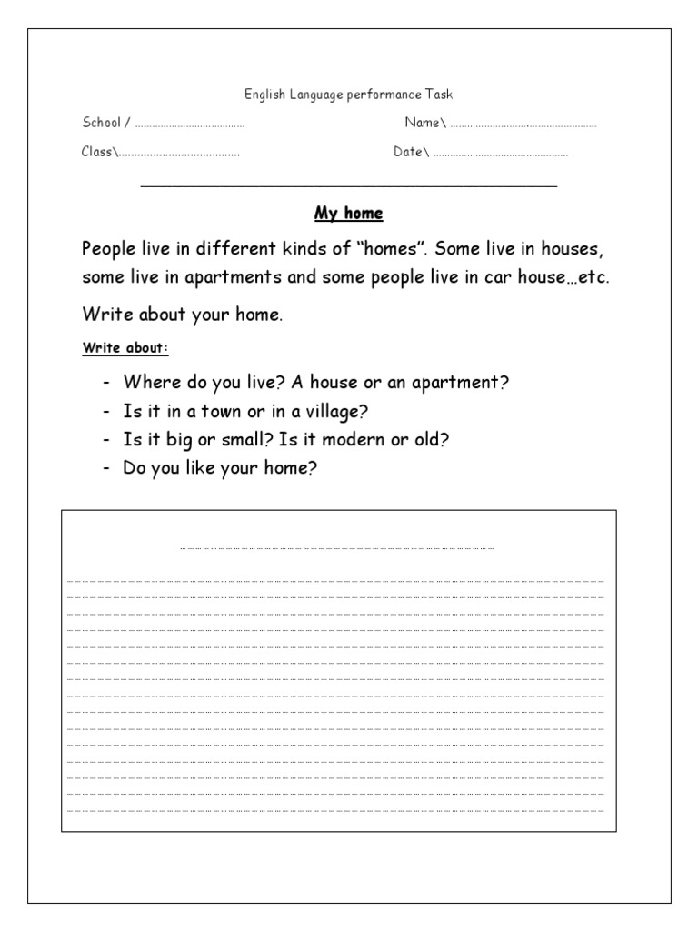 English-Task - Grade 5 | PDF