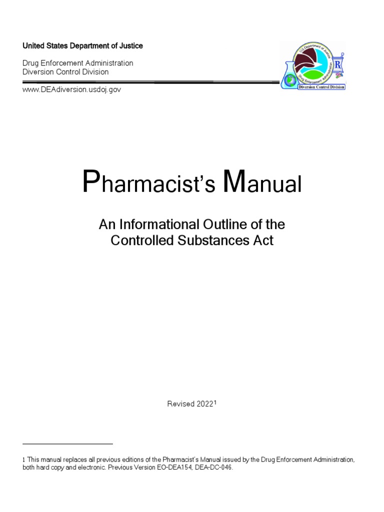DEA Pharmacists Manual 2022 | PDF | Controlled Substances Act | Pharmacy