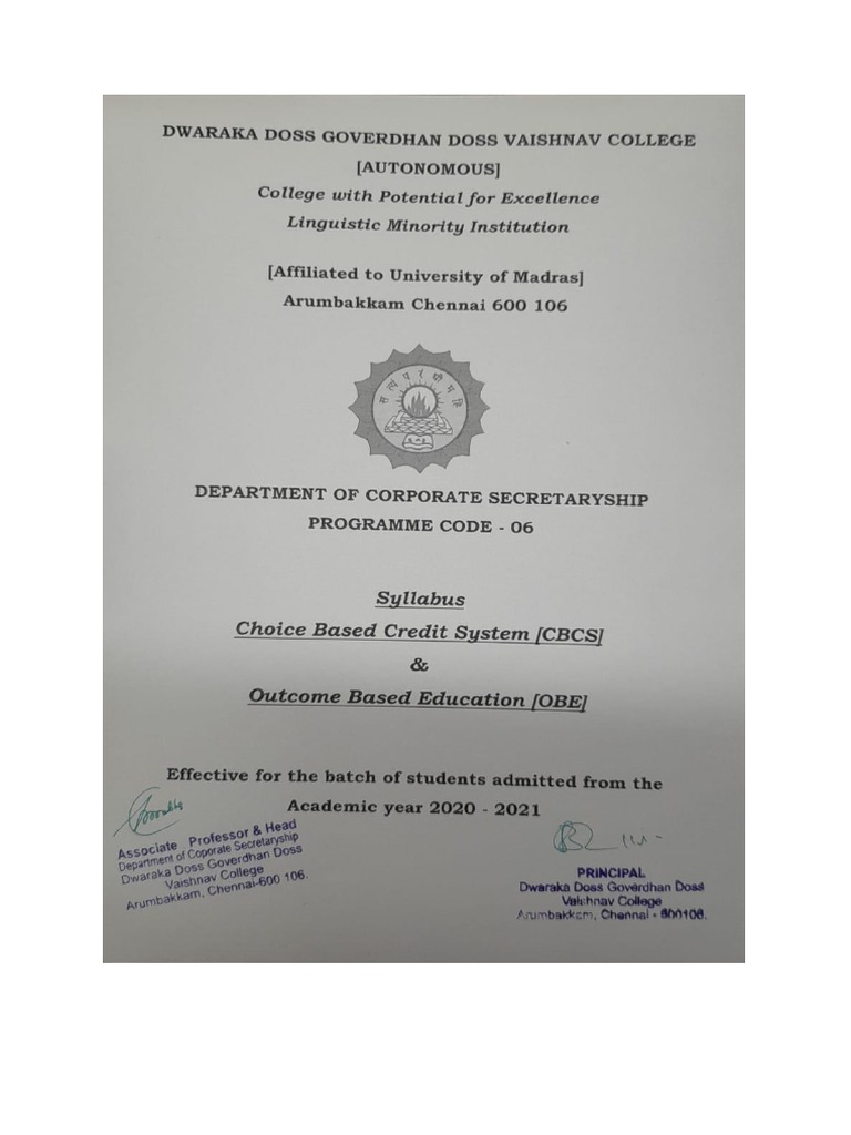 B.Com (CS) Curriculum Guide | PDF