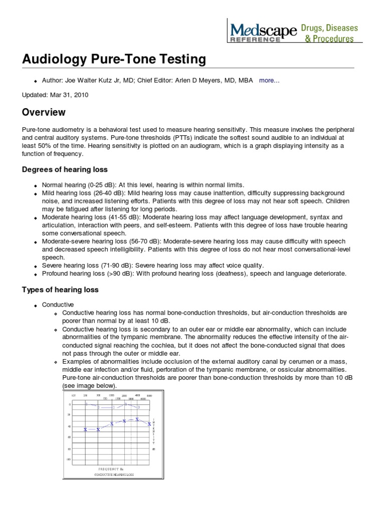 Pure-Tone Audiometry Overview | PDF | Hearing Loss | Hearing