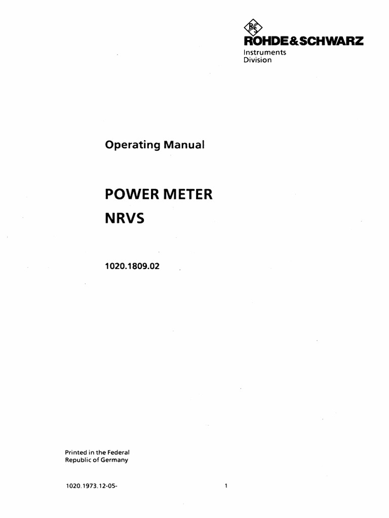 Rohde Schwarz NRVS Manual | PDF