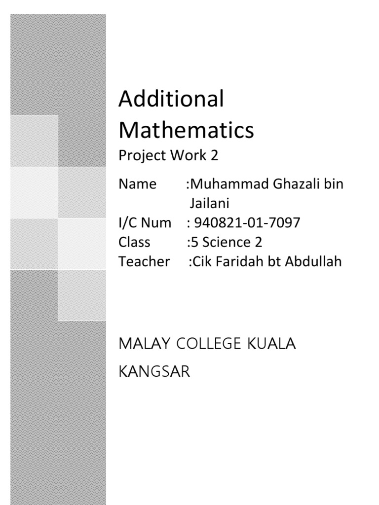 Additional Mathematics: Project Work 2 | PDF | Cakes | Baking
