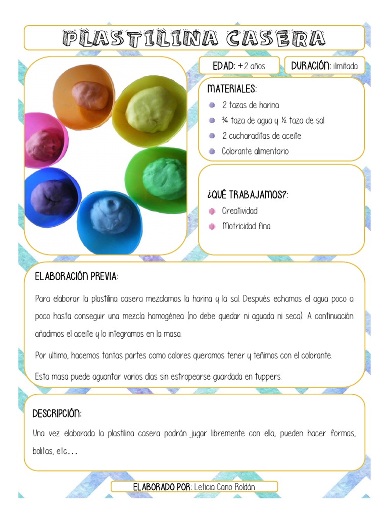 Tríptico de Plastilina Casera para Niños | PDF