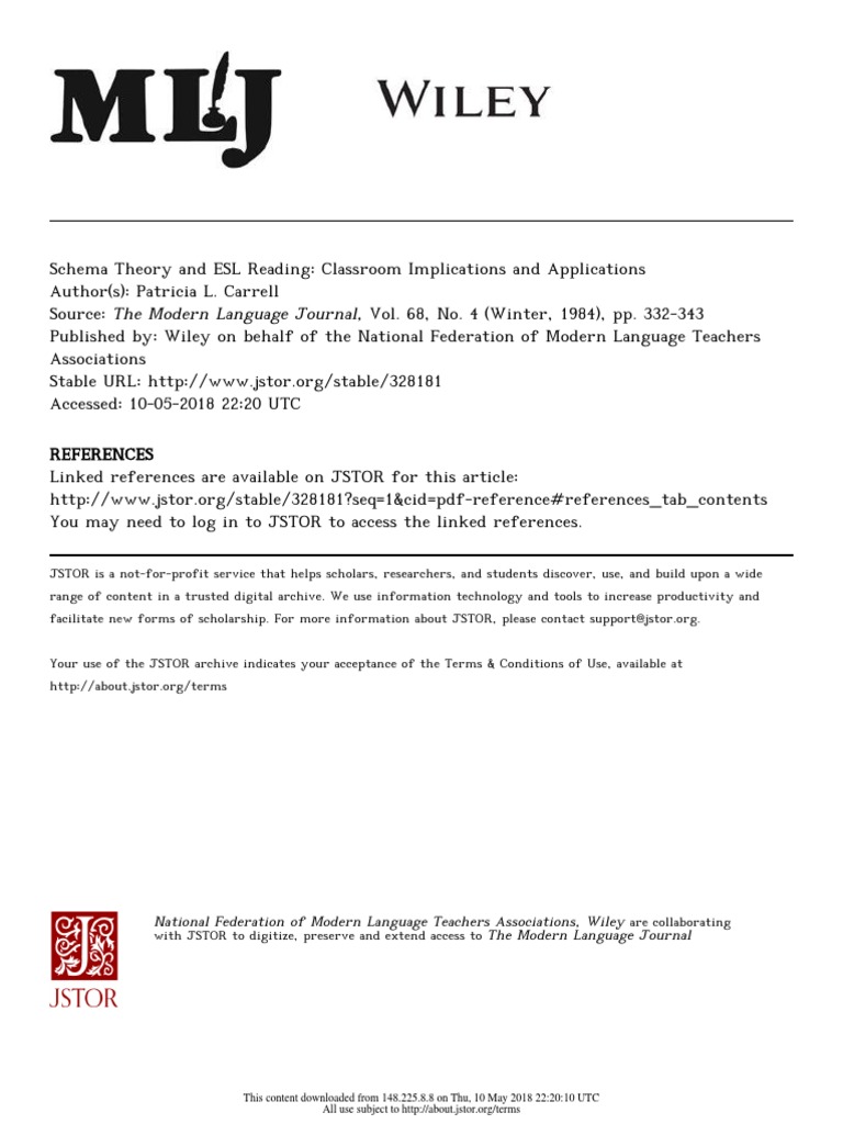 1984 - Carrel-Schema Theory and ESL Reading Classroom Implications and ...