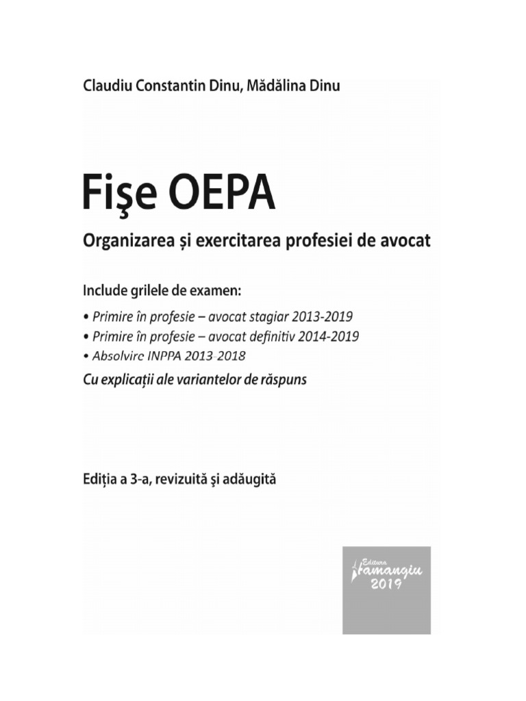 Fise Oepa Organizarea Si Exercitarea Profesiei de Avocat Extras | PDF