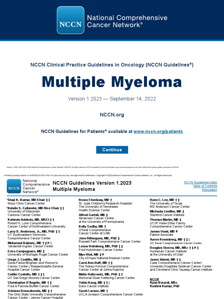 MYEL NCCN Guidelines | Download Free PDF | Multiple Myeloma | Ct Scan