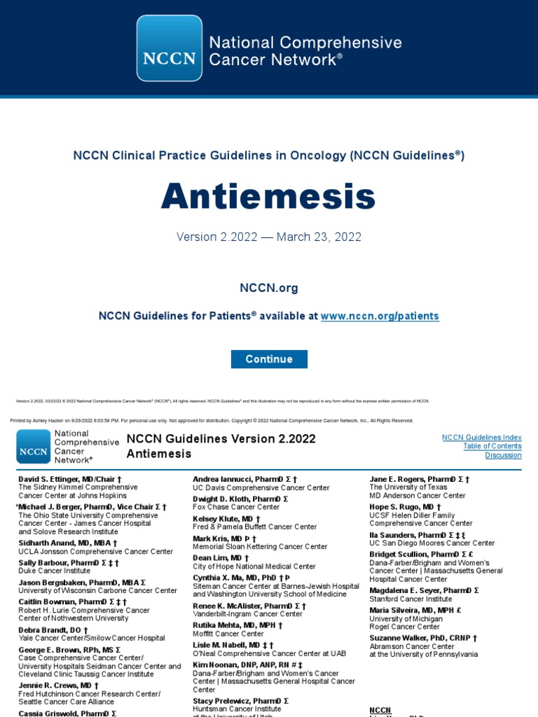 NCCN Antiemesis | PDF | Vomiting | Chemotherapy