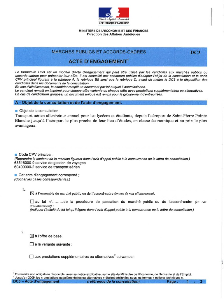 Acte D'engagement | PDF