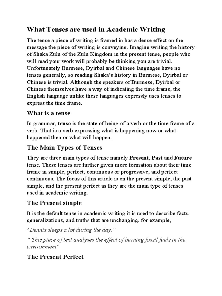 The Tense Used in Academic Writing | PDF | Grammatical Tense | Linguistics