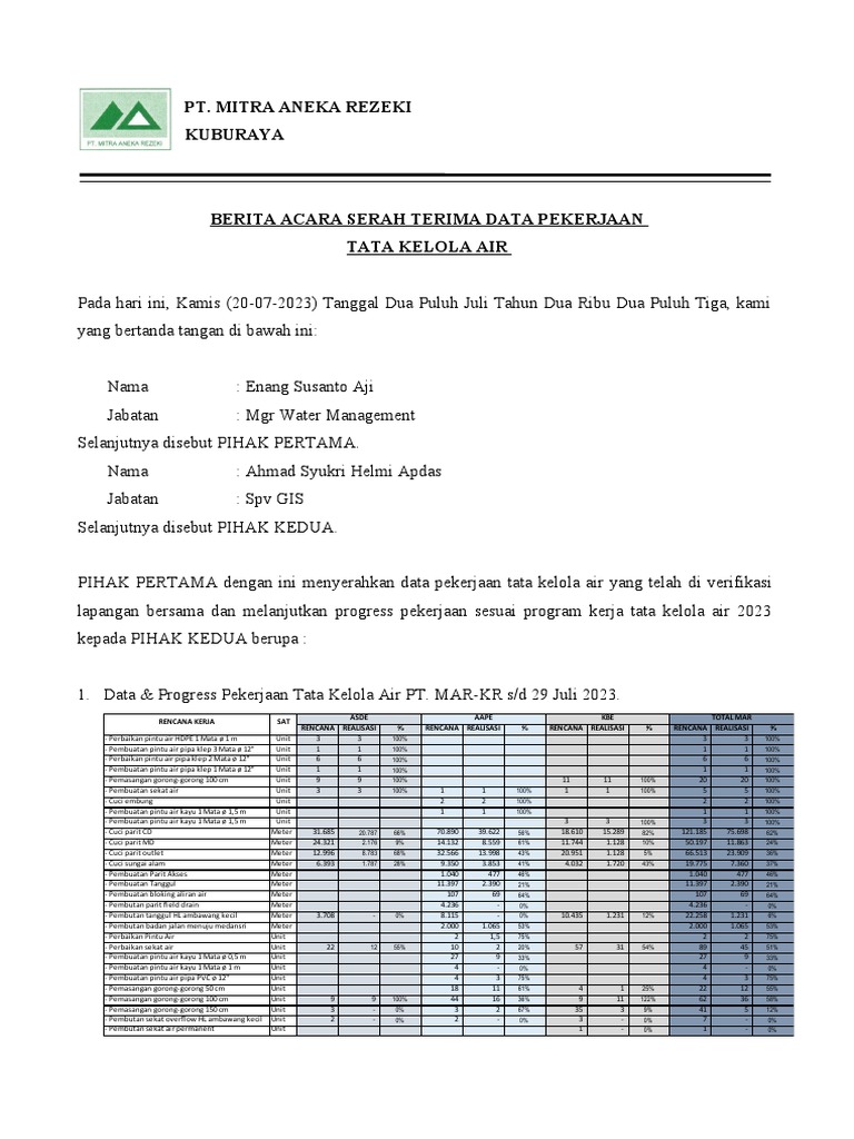 BA Serah Terima Dokumen TKA MAR - KR | PDF