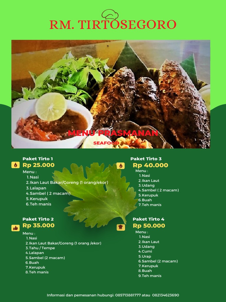 Menu Seafood Prasmanan | PDF